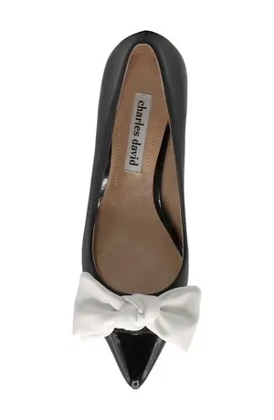 CHARLES DAVID Adren Pointed Cap-toe Pumps - Black-white