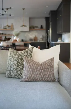 LINEN & JAMES Andie Warm Brown Floral Handblock Pillow Cover