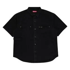 Supreme Loose Fit Short-sleeve Denim Painter Shirt - Black