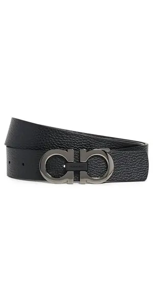 FERRAGAMO Double Gancio Reversible Belt - Black/brown