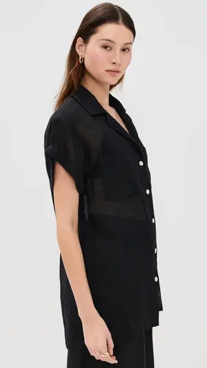 VITAMIN A Playa Pocket Blouse - Black