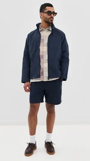 Barbour Cotton Linen Relaxed Shorts - Navy