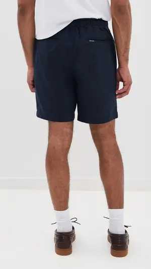 Barbour Cotton Linen Relaxed Shorts - Navy