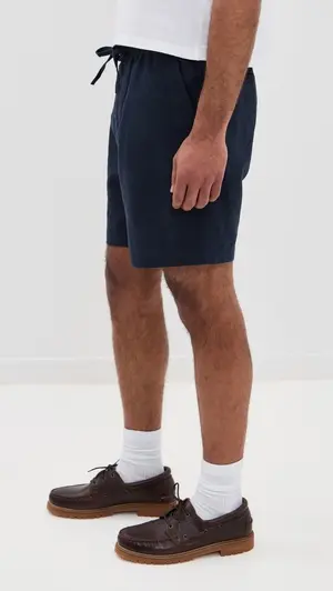 Barbour Cotton Linen Relaxed Shorts - Navy