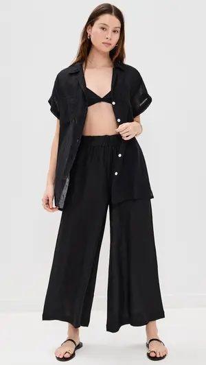 VITAMIN A Tallows Wide-leg Pants - Black