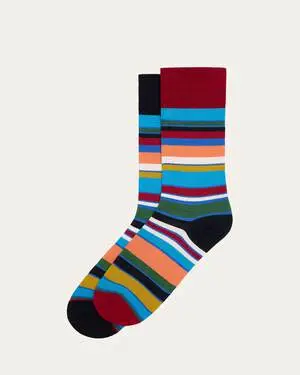 Paul Smith Paul Smith Joao Odd Stripe Crew Socks Burgundy