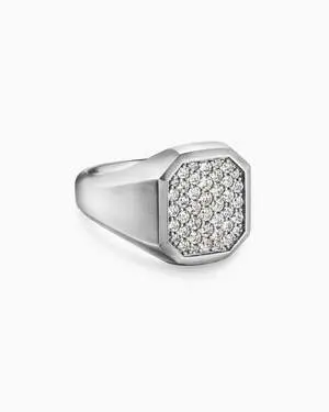 David Yurman Streamline® Signet Ring In Sterling Silver With Onyx - Diamond