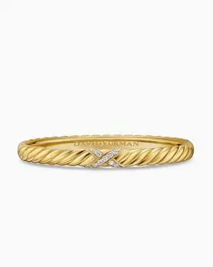 David Yurman Sculpted Cable Bracelet In 18k Yellow Gold With Diamonds - Diamond