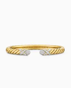 David Yurman Sculpted Cable X Cuff Bracelet - Diamond