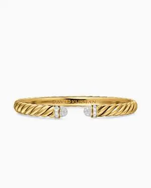 David Yurman Sculpted Cable Cuff Bracelet With Diamonds