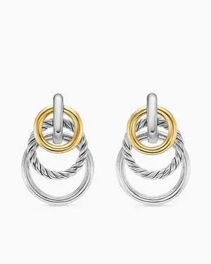 David Yurman Dy Mercer® Triple Ring Drop Earrings - Sterling Silver/18k Yellow Gold