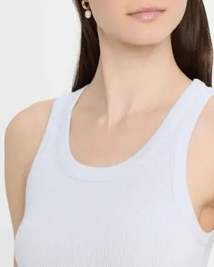 Vince Scoop-neck Ribbed Tank Top - Sky