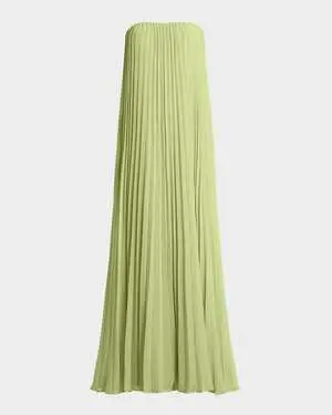 Bcbgmaxazria BCBGMAXAZRIA Strapless Pleated Chiffon Gown - Citrine