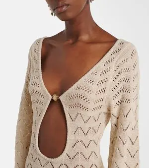 BANANHOT Rey Crochet Maxi Dress - Beige