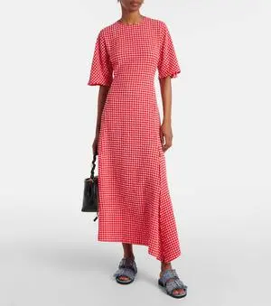 GANNI Seersucker Midi Dress