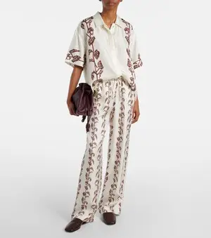 Asceno Aurelia Silk Twill Wide-leg Pants - Brown