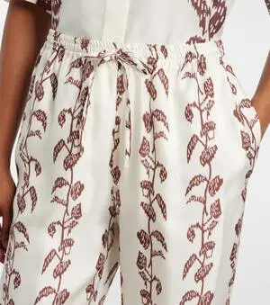 Asceno Aurelia Silk Twill Wide-leg Pants - Brown