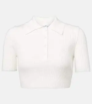 COURREGES Courrèges Cropped Ribbed-Knit Polo Shirt