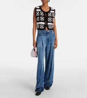GANNI Pleated Wide-leg Jeans