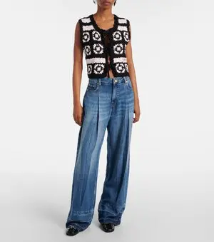 GANNI Pleated Wide-leg Jeans