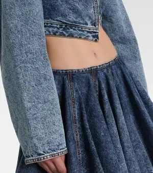 Alaïa Asymmetric Cropped Denim Jacket