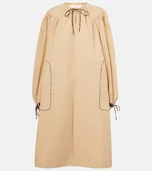 Dries Van Noten Gathered Cotton Poplin Coat - Beige