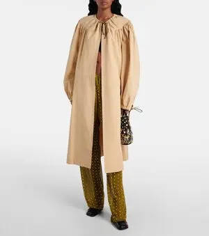 Dries Van Noten Gathered Cotton Poplin Coat