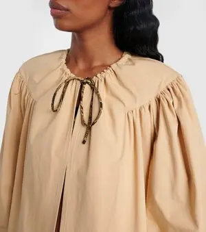 Dries Van Noten Gathered Cotton Poplin Coat