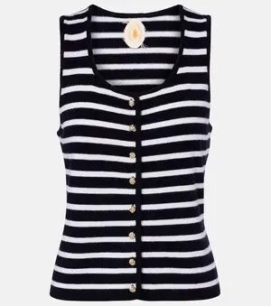 Jardin Des Orangers Striped Cashmere Sweater Vest - Blue