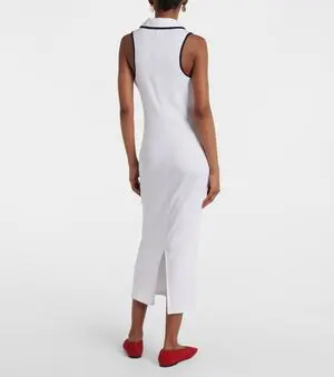 Veronica Beard Darien Ribbed-knit Polo Dress - White