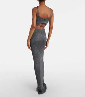 BANANHOT Alma Sequined Maxi Skirt - Grey
