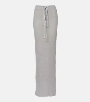 BANANHOT Alma Sequined Maxi Skirt - Silver