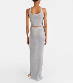 BANANHOT Alma Sequined Maxi Skirt - Silver