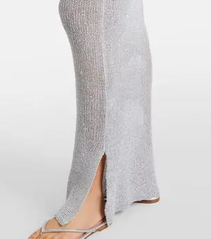 BANANHOT Alma Sequined Maxi Skirt - Silver