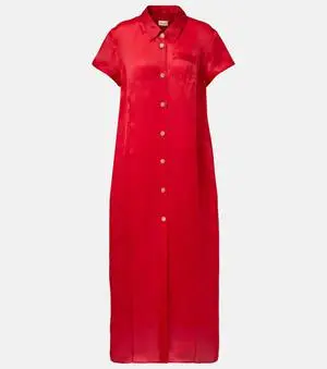 Khaite Effy Silk And Cotton Organza Maxi Dress - Red