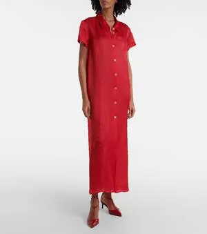 Khaite Effy Silk And Cotton Organza Maxi Dress - Red