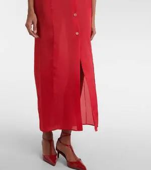 Khaite Effy Silk And Cotton Organza Maxi Dress - Red