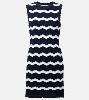 Veronica Beard Templeton Chevron Cotton-blend Minidress - Blue