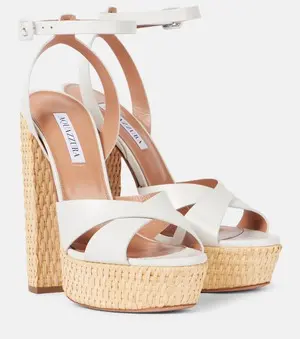 AQUAZZURA Sunseeker 140 Leather Platform Sandals - White