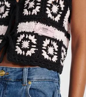 GANNI Cotton Crochet Vest - Pink