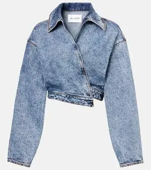 Alaïa Asymmetric Cropped Denim Jacket