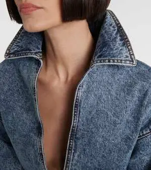 Alaïa Asymmetric Cropped Denim Jacket