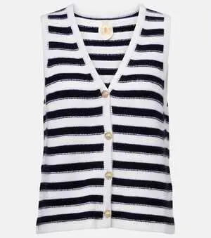 Jardin Des Orangers Striped Cashmere Vest - White