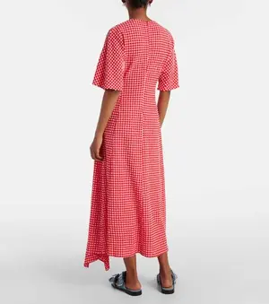 GANNI Seersucker Midi Dress