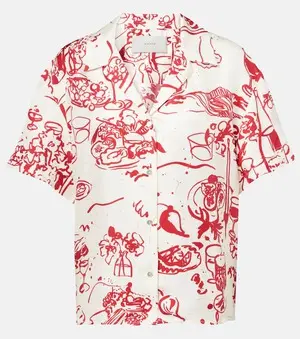 Asceno Pragua Printed Silk Twill Shirt - Red