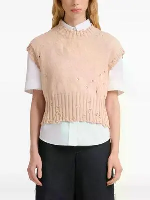 Marni Textured-knit Cropped Top