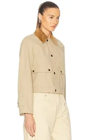 Burberry Twill Field Jacket With Corduroy Collar - Beige