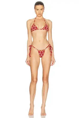 Akoia Swim Batik Smock Crochet Bikini Set - Merah Putih