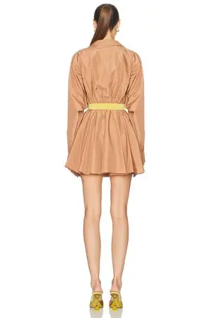 Norma Kamali Super Oversized Boyfriend Shirt Mini Dress - Cappuccino