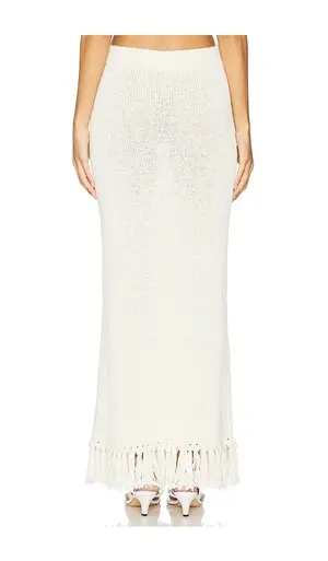 4TH & RECKLESS Lauryn Knit Fringe Skirt - Beige